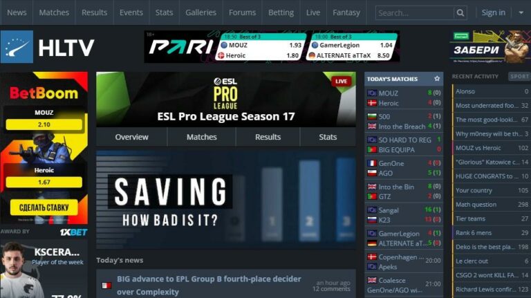 HLTV ORG: обзор сайта, рейтинги, команды, онлайн-трансляции киберспортивных матчей